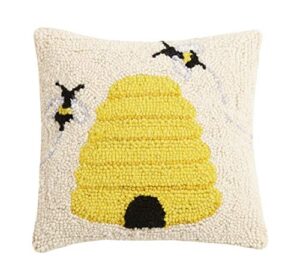 peking handicraft 30jes1569c10sq beehive hook pillow, 10-inch square, wool and cotton