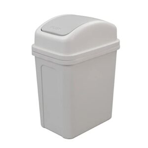 ortodayes 1.8 gallon plastic trash can with lid, small garbage bin, light grey