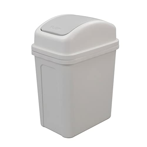 Ortodayes 1.8 Gallon Plastic Trash Can with Lid, Small Garbage Bin, Light Grey