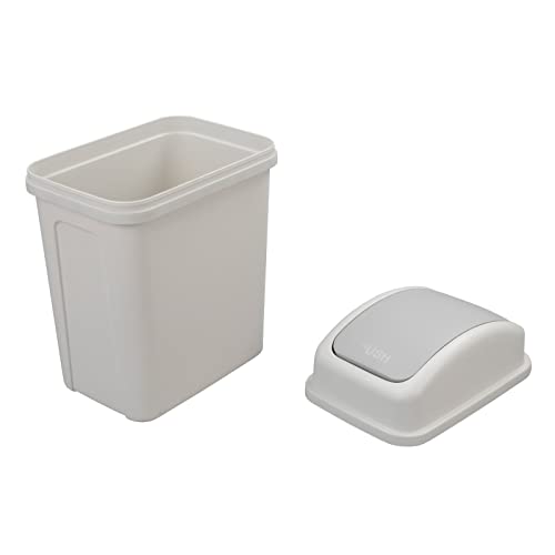 Ortodayes 1.8 Gallon Plastic Trash Can with Lid, Small Garbage Bin, Light Grey