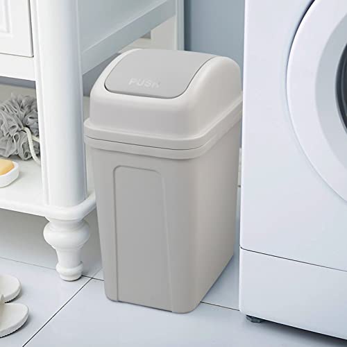 Ortodayes 1.8 Gallon Plastic Trash Can with Lid, Small Garbage Bin, Light Grey