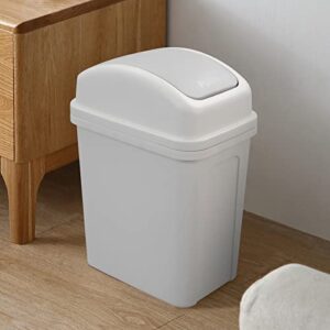 Ortodayes 1.8 Gallon Plastic Trash Can with Lid, Small Garbage Bin, Light Grey