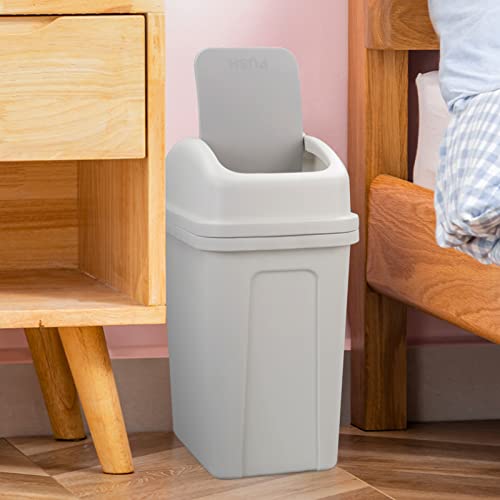 Ortodayes 1.8 Gallon Plastic Trash Can with Lid, Small Garbage Bin, Light Grey