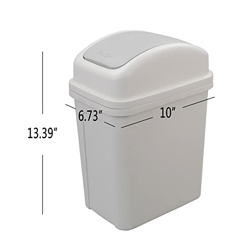 Ortodayes 1.8 Gallon Plastic Trash Can with Lid, Small Garbage Bin, Light Grey