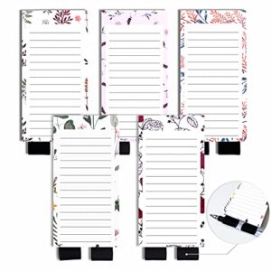 weliu magnetic notepads with pen holder, magnetic to do list notepads, full magnetic back magnet memo pad,5 pack (6 x 3 inches)