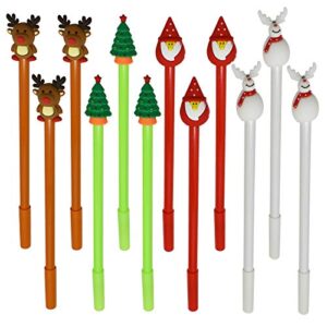 maydahui 12pcs christmas theme rollerball pens black gel ink xmas tree snowman reindeer santa claus shape pen for boys girls desk decoration accessory