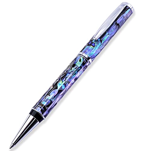 LACHIEVA luxury Handcrafted Sea Shell Abalone Metal Ballpoint Pen with Germany Schmidt P900M Refill, Best Gift for Writing (Blue and Black 2 Refills), Nice Pen Gift for Men & Women and Every Holidays