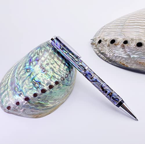 LACHIEVA luxury Handcrafted Sea Shell Abalone Metal Ballpoint Pen with Germany Schmidt P900M Refill, Best Gift for Writing (Blue and Black 2 Refills), Nice Pen Gift for Men & Women and Every Holidays