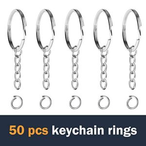 100 Pcs Swivel Snap Hook and Key Rings with Chain and Jump Rings for Keychain Lanyard DIY Jewelry Crafts Accessories(50 Pcs Lanyard Snap Hooks+50 Pcs Keychain Rings with Jump Rings)