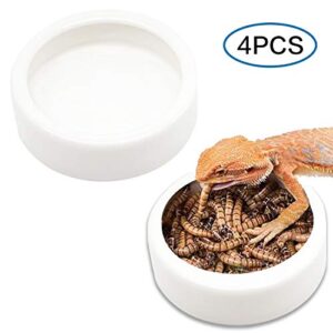 4 Pack Worm Dish Reptile Food Bowl, Ceramics Made, Lizard, Gecko Food Dish(2.7inch)