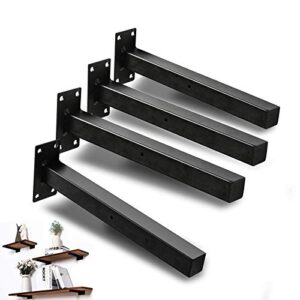 shelf brackets,brackets for shelves 8 inch, industrial floating bracket,wall mounted heavy duty rustic shelf brackets, decorative shelving, shelf supports black 4 pack