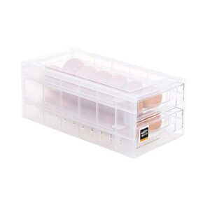 refrigerator egg storage bin, drawer double-layer stackable fridge egg organizer,refrigerator fresh-keeping box,egg tray,clear(24 grids)