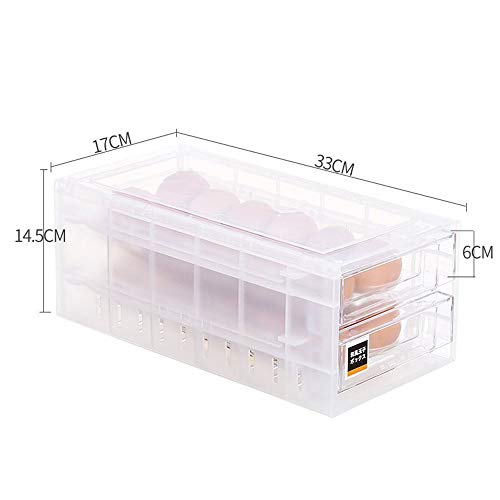 Refrigerator Egg Storage Bin, Drawer Double-layer Stackable Fridge Egg Organizer,Refrigerator fresh-keeping box,Egg Tray,Clear(24 grids)