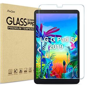 procase lg g pad 5 10.1 screen protector 2019 (lm-t600 / lm-t605), tempered glass screen film guard screen protector for 10.1 inch lg g pad 5 2019 -clear