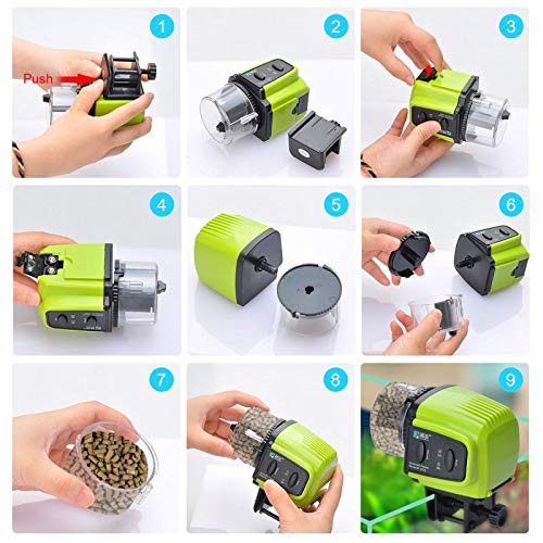 Automatic Fish Feeder, Lychee Fish Feeder Fish Food Vacation Feeder Moisture-Proof Electric Timing Automatic Feeder for Aquarium Fish Tank