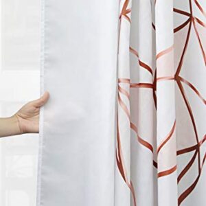 SUMGAR Mothers Day Shower Curtain Pink Love Rose Gold Shower Curtains for Bathroom, Cute Elegant Girl Bath Stall Decoration Geometric Shower Curtains Set with Hooks, 72 x 72 inch