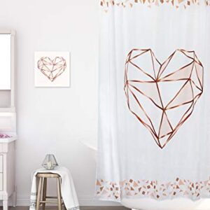 SUMGAR Mothers Day Shower Curtain Pink Love Rose Gold Shower Curtains for Bathroom, Cute Elegant Girl Bath Stall Decoration Geometric Shower Curtains Set with Hooks, 72 x 72 inch