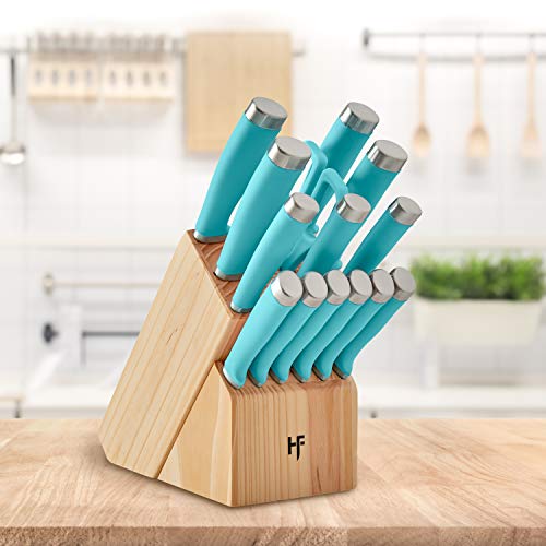 Hampton Forge Epicure True Aqua Knife Block Set, 15 Piece