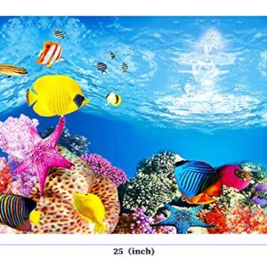 Amalong New seafloor, Marine Fish Background Aquarium Background Decoration 25 x 15 (inches)