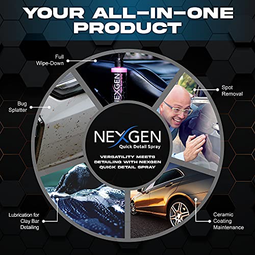 Nexgen Quick Detail Spray — All-in-One Spot Removal, Clay Bar Lubrication, Instant Detailing — Professional-Grade Cleaner for Cars, RVs, Motorcycles, Boats, and ATV’s — 8oz Bottle