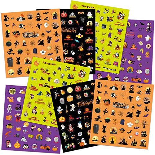 FANCY LAND Halloween Stickers for Kids 400 Assortment Stickers for Party Favors Treats Classroom Crafts 8 Sheets