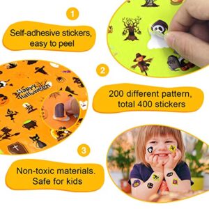 FANCY LAND Halloween Stickers for Kids 400 Assortment Stickers for Party Favors Treats Classroom Crafts 8 Sheets