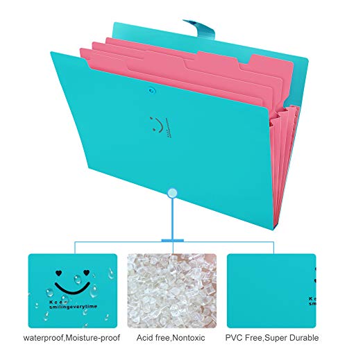 SKYDUE 4 Packs Expanding File Folder with 168 Labels,5 Pockets A4 Letter Size Accordion Folder Paper Organizer for School and Office (4 Pack 2)