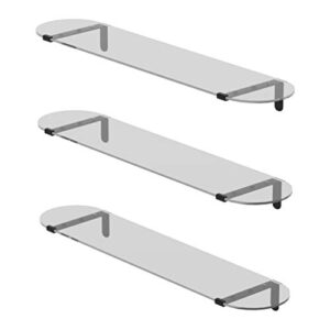 whitebeach glass shelf bathroom,set of 3 glass shelves floating wall shelf display ledges – storage for bedroom, living and hallway (hardware included)