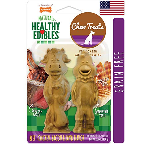 Nylabone Healthy Edibles Farm Friends Grain Free Dog Treats Beef, Chicken, Bacon, & Lamb Large/Giant (2 Count)