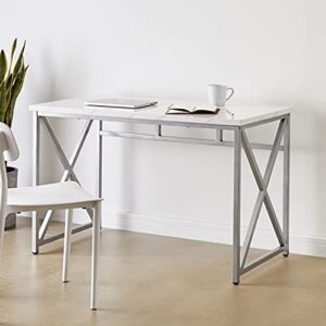 Coral Flower Modern & Contemporary Wriitng Desk with Durable Scratch-resistant Laminate Surface and Silver Metal Frame.