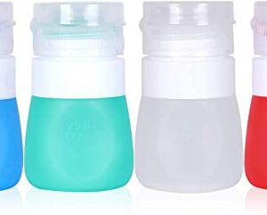 HongMall Squeeze Bottle Salad Dressing Container, Dressing to Go for Lunch and Travel, Portable Sauce Leakproof Mini Storage Bottles (Food-Grade Silicone, BPA Free), 1.3 oz (Set of 4)