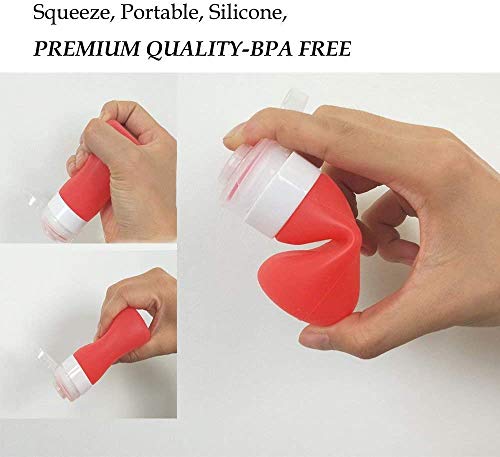 HongMall Squeeze Bottle Salad Dressing Container, Dressing to Go for Lunch and Travel, Portable Sauce Leakproof Mini Storage Bottles (Food-Grade Silicone, BPA Free), 1.3 oz (Set of 4)