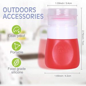 HongMall Squeeze Bottle Salad Dressing Container, Dressing to Go for Lunch and Travel, Portable Sauce Leakproof Mini Storage Bottles (Food-Grade Silicone, BPA Free), 1.3 oz (Set of 4)