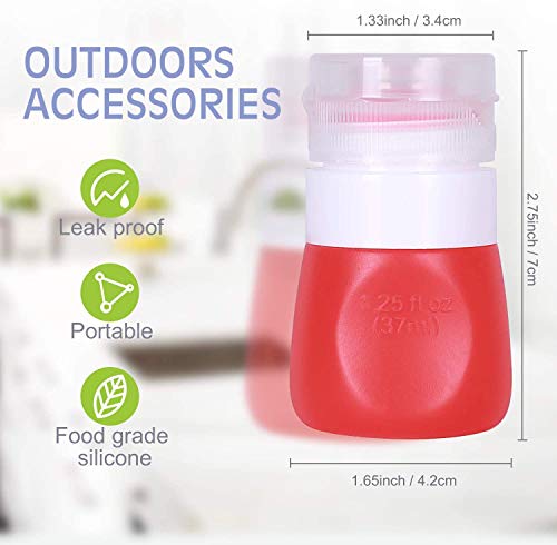 HongMall Squeeze Bottle Salad Dressing Container, Dressing to Go for Lunch and Travel, Portable Sauce Leakproof Mini Storage Bottles (Food-Grade Silicone, BPA Free), 1.3 oz (Set of 4)