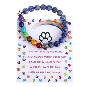 pet memorial gifts,rainbow bridge bracelet for beloved dog cat,8mm mixed color bead 7 chakra pet memorial bracelet for women men who loss of pets,pet sympathy gift