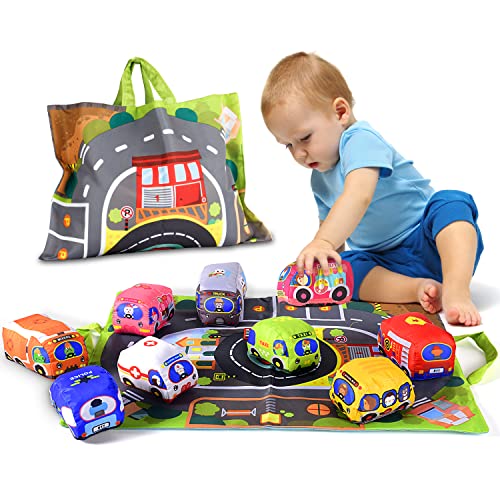 Soft Car Toy Set with Play Mat for 1 Year Old Baby,Toddlers,Boys and Girls ( 9 Vehicle and a Play mat/Storage Bag) | Baby Toys 12-18 Months| Toys for 1 Year Old boy