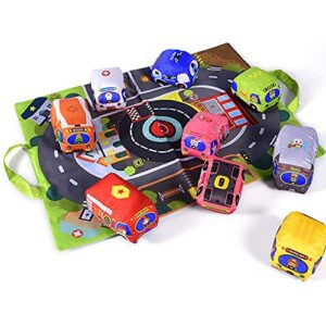 Soft Car Toy Set with Play Mat for 1 Year Old Baby,Toddlers,Boys and Girls ( 9 Vehicle and a Play mat/Storage Bag) | Baby Toys 12-18 Months| Toys for 1 Year Old boy