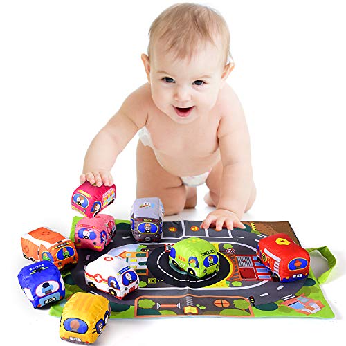 Soft Car Toy Set with Play Mat for 1 Year Old Baby,Toddlers,Boys and Girls ( 9 Vehicle and a Play mat/Storage Bag) | Baby Toys 12-18 Months| Toys for 1 Year Old boy