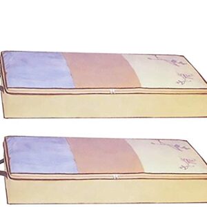 TSY TOOL 2 Pack Zippered Under Bed Storage Bag Soft Breathable Fabric Underbed Clothes Storage Linen Storage Blanket Storage Sweater Storage Duvet Storage Bins Clear Window