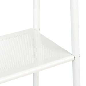 IRIS USA Clothes Rack with 4 Metal Shelves, Freestanding Clothing Racks for Hanging Clothes, Easy to Assemble, Standing Metal Sturdy Garment and Accessories Rack, Small Space Storage Solution, White