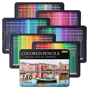 shuttle art 180 colored pencils, soft core coloring pencils set with 4 sharpeners, professional color pencils for artists kids adults coloring sketching and drawing