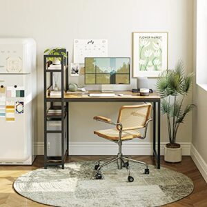 CubiCubi Computer Desk 47 inch with Storage Shelves Study Writing Table for Home Office,Modern Simple Style, Rustic Brown