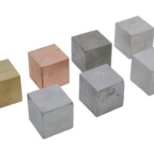 Density Cubes Set - Includes 7 Metals - Brass, Lead, Iron, Copper, Aluminum, Zinc & Tin - 0.8" (20mm) Sides - for use with Density, Specific Gravity Activities - Eisco Labs