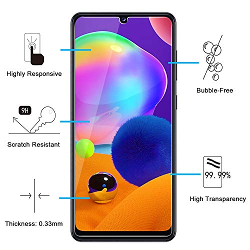 NEW'C [3 Pack] Designed for Samung Galaxy A31 / Galaxy A32 Screen Protector Tempered Glass, Case Friendly Ultra Resistant