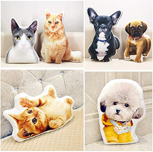 Custom Dog Cat Pillow Personalized Pet Photo Molding 3D Shaped Pillow, Duplex Printing Shaped Pillow Creative Gifts 20''