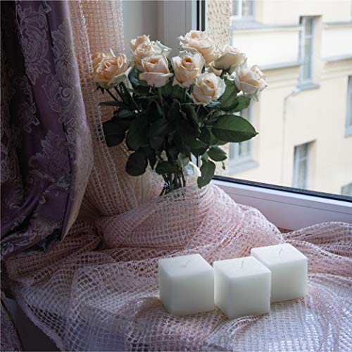 Candwax 3 inch Pillar Candles for Home Set of 3 pcs - Unscented and Long Lasting Candles Ideal for Romantic, Wedding or Living Room Decor - White Square Candle