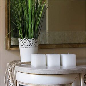 Candwax 3 inch Pillar Candles for Home Set of 3 pcs - Unscented and Long Lasting Candles Ideal for Romantic, Wedding or Living Room Decor - White Square Candle