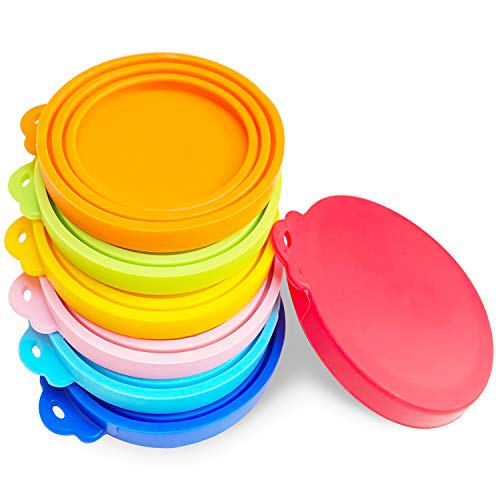 Goiio 7 Pcs Can Covers Silicone Pet Food Can Lid Covers for All Standard Size Dog and Cat Can Tops