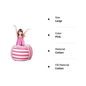 Zwish 27Inch Stuffed Animal Storage Bean Bag Chairs for Kids Room, Stuff and sit Storage Bean Bag Cover for organizing Boys and Girls Plush Toy Gift for Kids for Kids—Pink