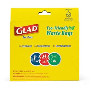 Glad Eco Friendly Dog Waste Bags - 8 Rolls of Lavender Scented Dog Waste Bags, 120 Bags in Total - Dog Waste Bags for All Dogs, Leak Proof and Strong Dog Poop Bags